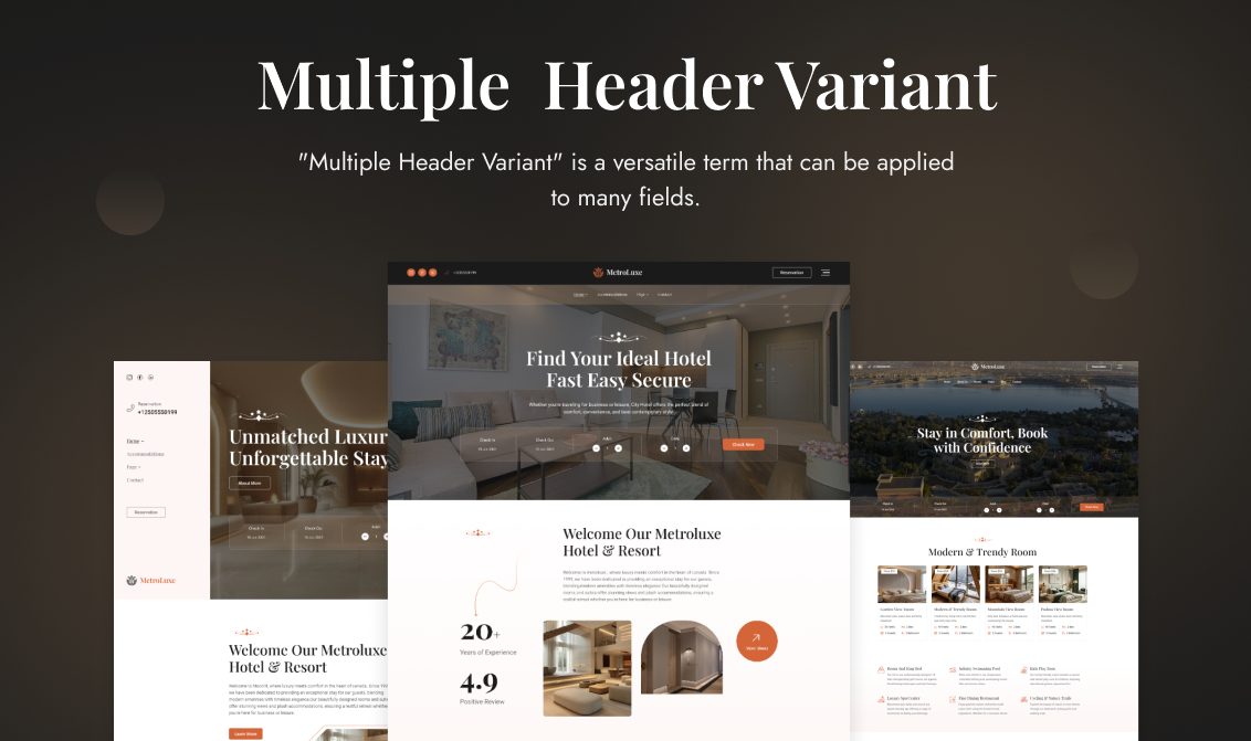 Hotel Booking Website Template – Metroluxe | ThemeMag